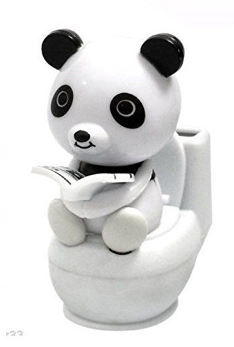 Panda Reading on The Toilet Solar Toy Home Car Decoration Gift