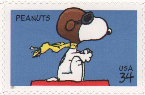 PEANUTS ~ SNOOPY ~ RED BARON ~ CHARLES SCHULZ #3507 Block of 6 x 34¢ US Postage Stamps