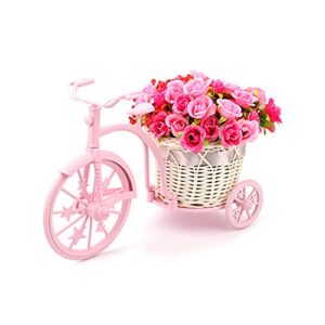 louis garden nostalgic bicycle artificial flower decor plant stand (pink)