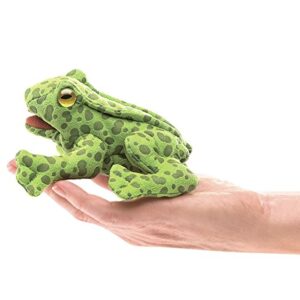 folkmanis mini frog finger puppet plush, green, 1 ea