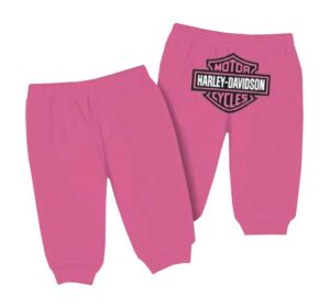 harley-davidson baby girls' glitter bar & shield pants, pink 4000603 (12m)