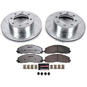 Power Stop K6403-36 Front Truck & Tow Drilled and Slotted Rotors and Z36 Carbon-Fiber Ceramic Brake Pads Brake Kit For Ford F-250 F-350 F-450 4WD 8 Lug