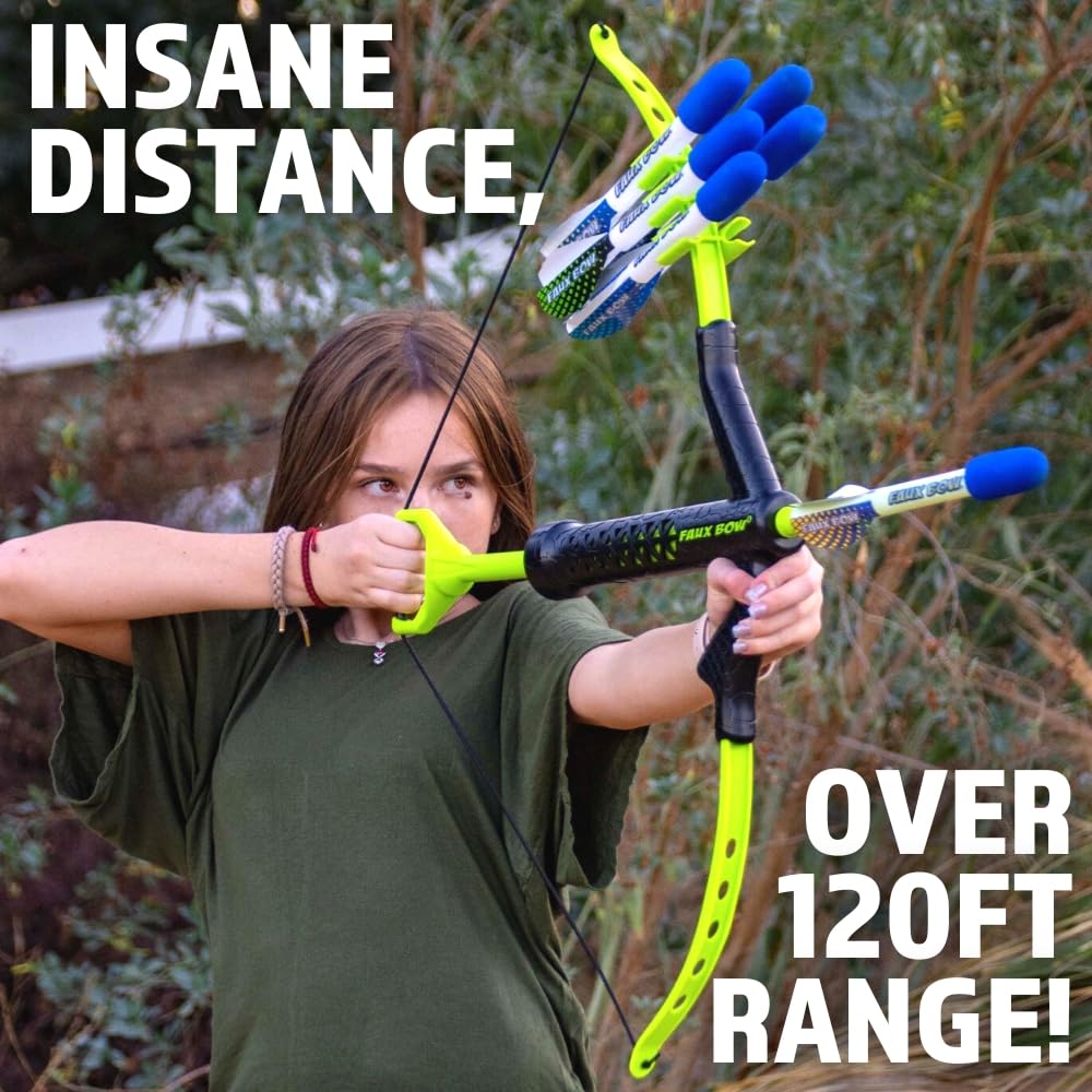 Original and Superior FAUX BOW 4.0 Lizardite - Kids Bow and Arrow Set - Durable Impact Foam Tip Arrows - Outdoor Toy for Girls and Boys - Perfect for Backyard Target Practice - Beware of Imitations