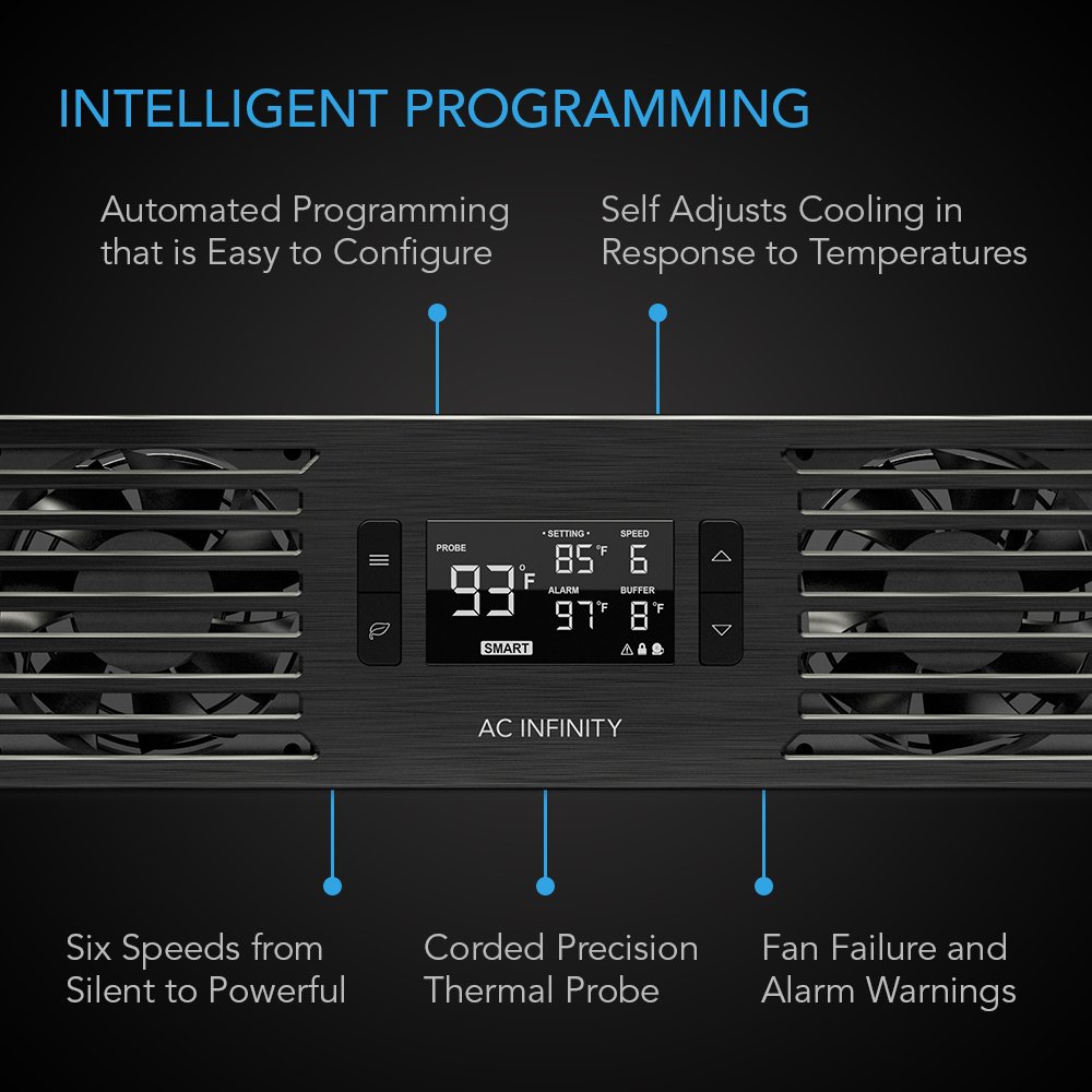 AC Infinity CLOUDPLATE T7-N, Rack Mount Fan Panel 2U, Intake Airflow, for Cooling AV, Home Theater, Network 19” Racks