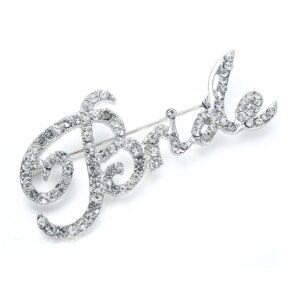 mariell rhinestone crystal bride word brooch pin in script lettering, bachelorette & bridal shower gift