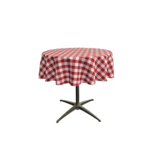 new creations fabric & foam inc polyester checkered gingham plaid 36" round tablecloth for 24" round small coffee table with 6" drop (white & red)