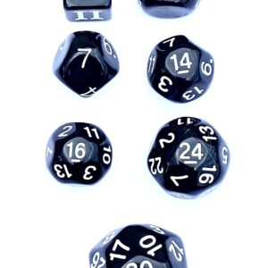 DCC Special 7 - Black - Set of 7 Rare and Unusual RPG dice Approved for use with Dungeon Crawl Classics…