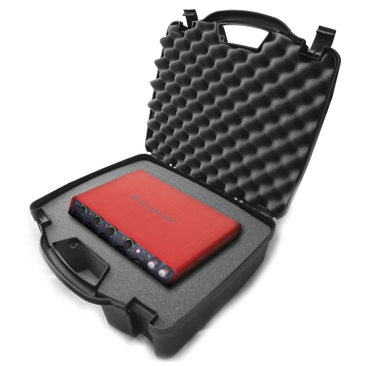 Casematix Studio Travel Hard Case Compatible with Studio Usb Desktop Stereo Recorders Focusrite Scarlett 2i2 , 6i6 , 2i4 , 18i8 , Solo Compact Usb Audio Interfaces and Recording Accessories