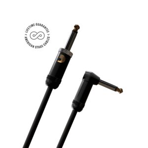 D'Addario Guitar Cable - American Stage - Made in the USA - Geo Tip for Secure Connection - 1/4 Inch Male to 1/4 Inch Male - 15 Feet - Straight End/Right Angle - 1 Pack