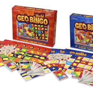 GeoToys GeoBingo Set, World & USA Bingo for Kids, Geography Game for Home & School, Bingo Games for Family, Play & Learn USA States and Capitals & World Countries - Bingo Game for Kids Ages 4 and Up