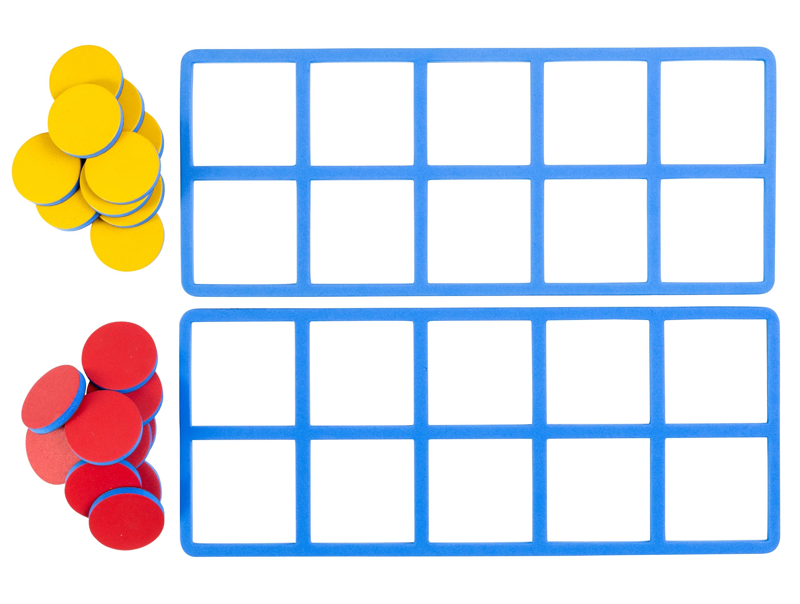 LEARNING ADVANTAGE Giant Magnetic Foam Ten Frames - 2 Frames with 20 Disks - Early Math Manipulative - Teach Number Concepts and Operations