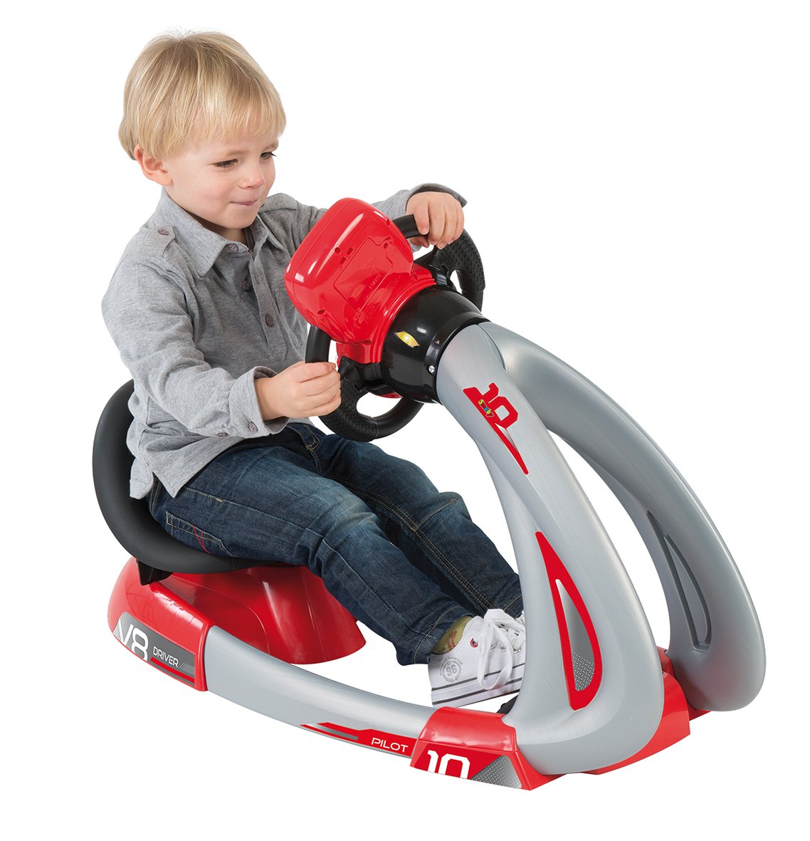 Smoby: V8 Driver, Kids Can Play and Develop Real Life Skills, Features Includes Back Lit Screen, Real Sounds and Mechanical Pedals, for Ages 3 and up