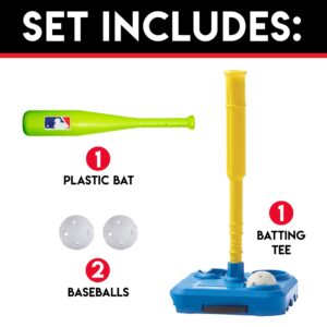 Franklin Sports MLB Kids Baseball Batting Tee Set - Jumbo Plastic Bat, Ball - Adjustable + Portable Tee for Youth + Toddlers - Fold Away Tee