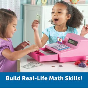 Learning Resources Pretend & Play Calculator Cash Register Pink - 73 Pieces, Ages 3+, Cash Register for Kids, Play Money for Kids, Toddlers Toys, Toy Register