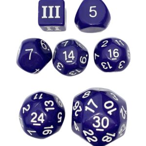 DCC Special 7 - Purple - Set of 7 Rare and Unusual RPG dice Approved for use with Dungeon Crawl Classics