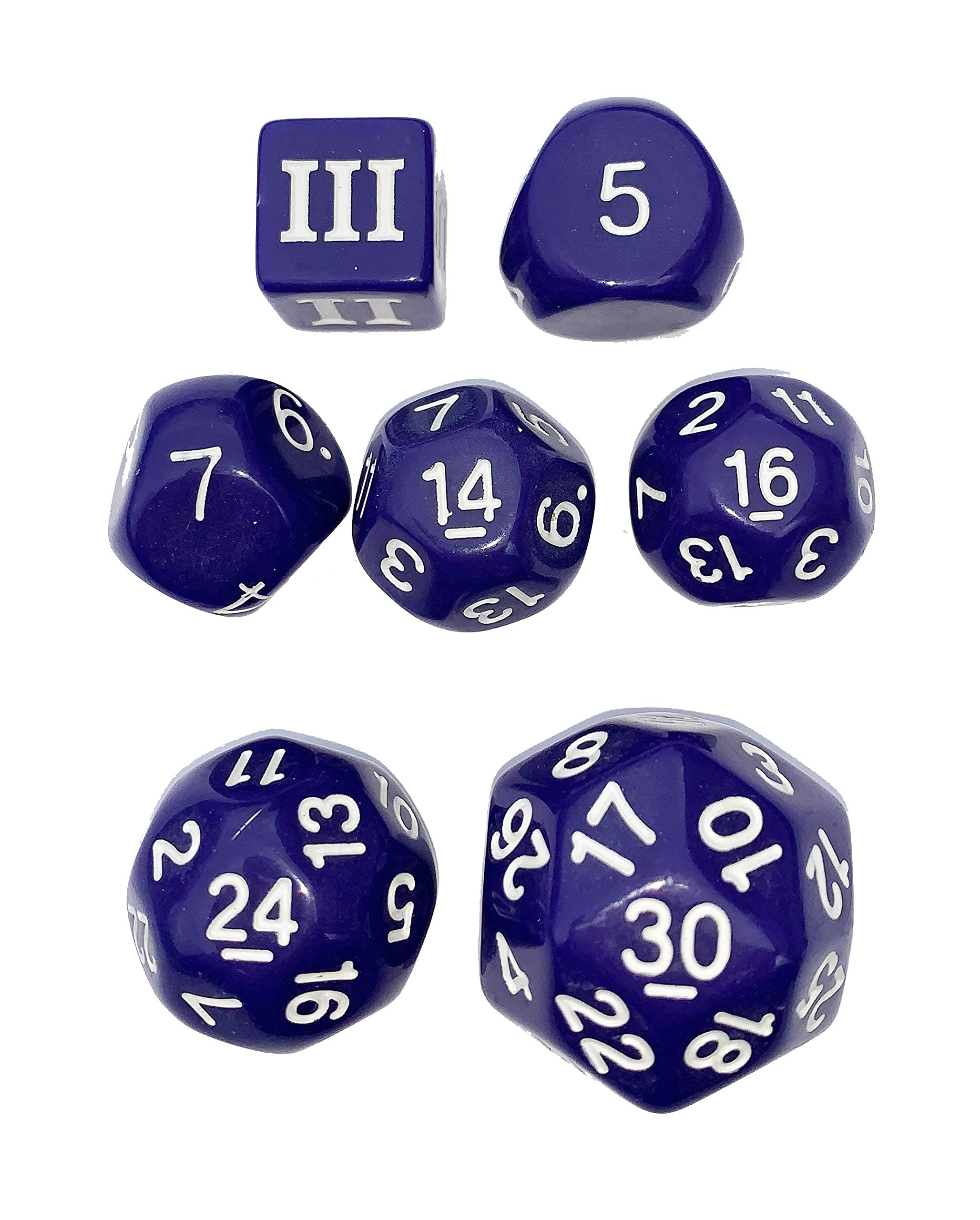 DCC Special 7 - Purple - Set of 7 Rare and Unusual RPG dice Approved for use with Dungeon Crawl Classics