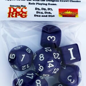 DCC Special 7 - Purple - Set of 7 Rare and Unusual RPG dice Approved for use with Dungeon Crawl Classics