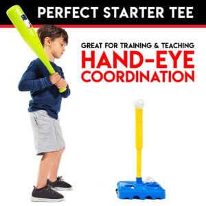 Franklin Sports MLB Kids Baseball Batting Tee Set - Jumbo Plastic Bat, Ball - Adjustable + Portable Tee for Youth + Toddlers - Fold Away Tee