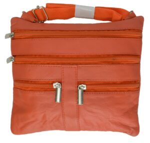 soft leather cross body bag purse shoulder bag 5 pocket organizer micro handbagtravel wallet 7 colors (orange)