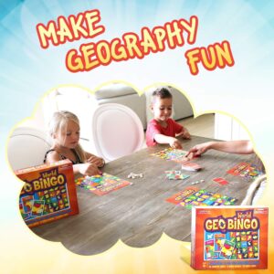 GeoToys GeoBingo Set, World & USA Bingo for Kids, Geography Game for Home & School, Bingo Games for Family, Play & Learn USA States and Capitals & World Countries - Bingo Game for Kids Ages 4 and Up