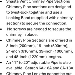 6" x 39" Class A, All Fuel, Double Wall, Insulated, Stainless Steel "Chimney Pipe" 6" Dia. x 39" Length