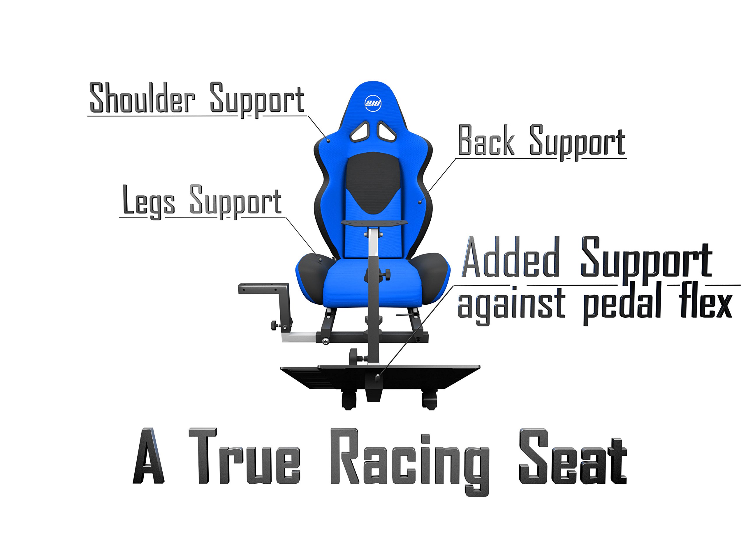 OpenWheeler Advanced Racing Seat Driving Simulator Gaming Chair with Gear Shifter Mount Blue