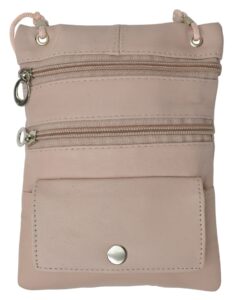 soft leather purse organizer shoulder bag 4 pocket micro handbag travel wallet (beige)