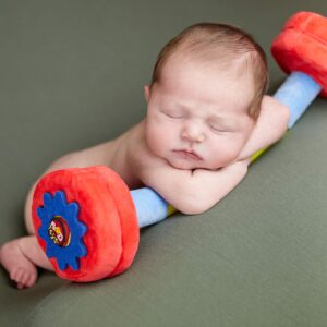 WOD Toys Baby Barbell Plush with Rattle & Sensory Sounds - Safe, Soft & Durable Workout, Exercise and Weightlifting Pretend Play Toys for Toddlers, Newborns, Infants and Babies Ages 0+