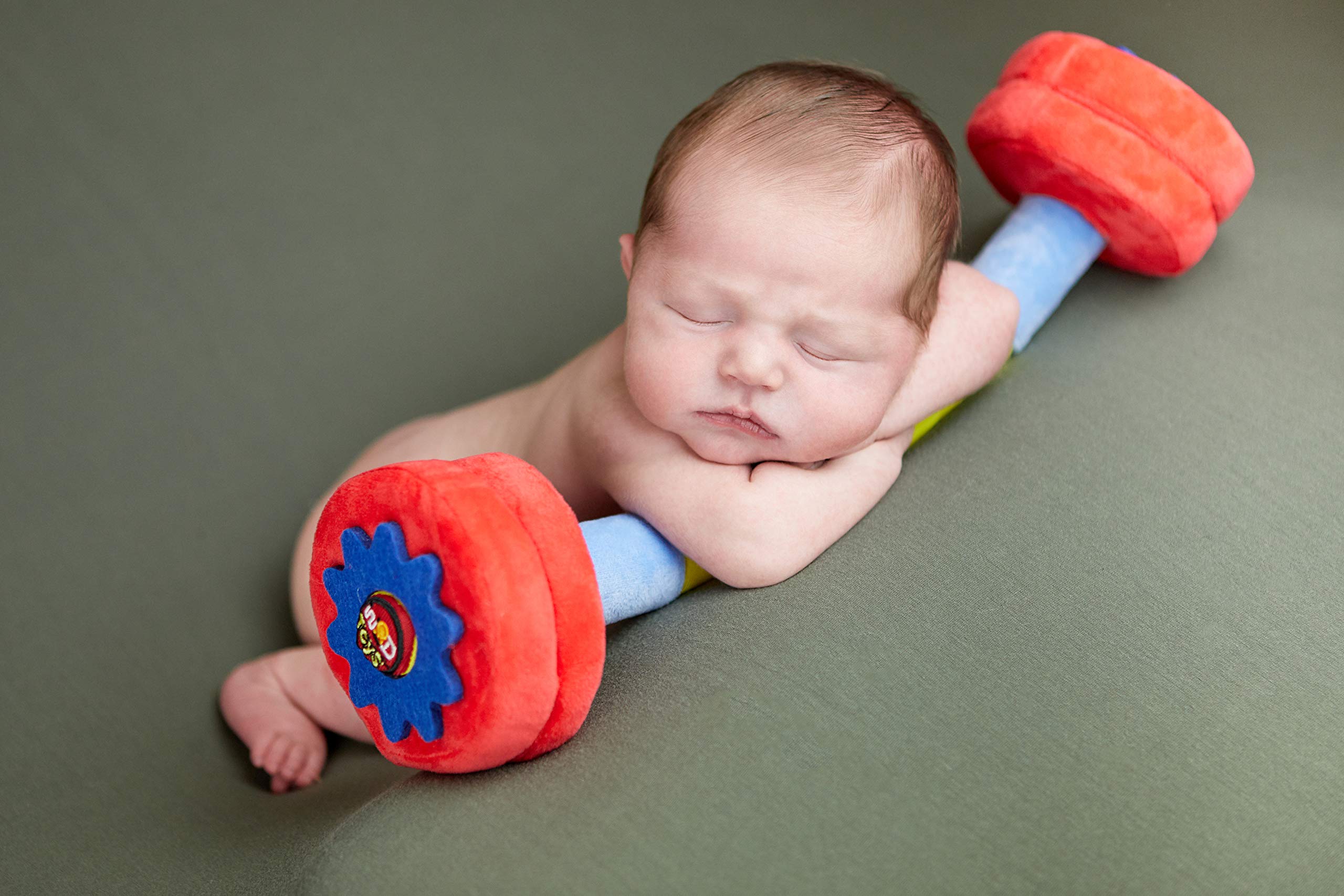 WOD Toys Baby Barbell Plush with Rattle & Sensory Sounds - Safe, Soft & Durable Workout, Exercise and Weightlifting Pretend Play Toys for Toddlers, Newborns, Infants and Babies Ages 0+