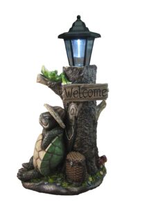 dwk "won the race" resting turtle outdoor garden solar light | front porch decoration for your home | garden decor for outside | turtle sculpture home decor accent - 18"