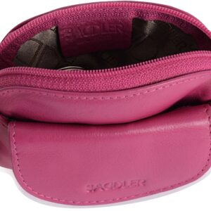 SADDLER Womens Luxurious Leather Zip Top Coin Purse | Designer Ladies Change Pouch with Key Ring |Gift Boxed - Black - Magenta