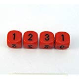 wondertrail orange opaque dice with black numbers d3 (d6 1-3 twice) 16mm (5/8in) pack of 4