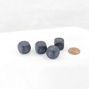 Dusty Blue Opaque Dice with Gold Numbers D3 (D6 1-3 Twice) 16mm (5/8in) Pack of 4 Wondertrail