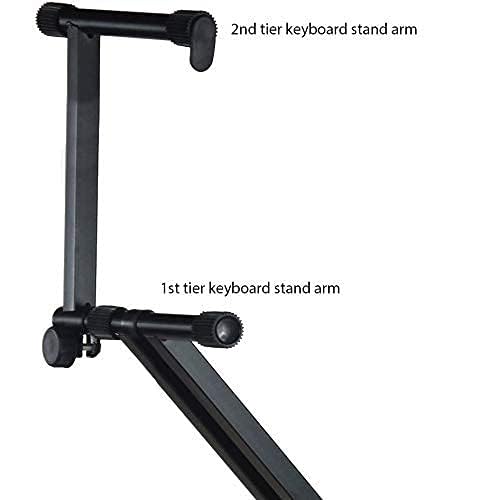 MIYAKO Double Piano Stand with Adjustable Height and Locking Straps constructed with High Strength Steel for Durability - Ideal for Two a Keyboard Stand (D-11)