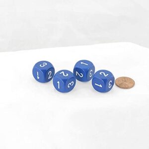 wondertrail blue opaque dice with white numbers d3 (d6 1-3 twice) 16mm (5/8in) pack of 4