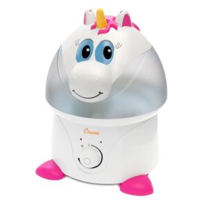 crane adorables ultrasonic humidifiers for bedroom and baby nursery, 1 gallon cool mist air humidifier for large room or kid's room, humidifier filters optional, unicorn