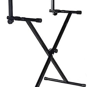 MIYAKO Double Piano Stand with Adjustable Height and Locking Straps constructed with High Strength Steel for Durability - Ideal for Two a Keyboard Stand (D-11)