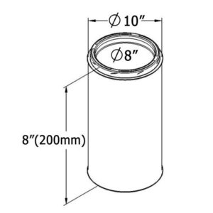 8" x 39" Class A, All Fuel, Double Wall, Insulated, Stainless Steel Chimney Pipe 8" Dia. x 39" Length