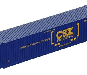 Walthers SceneMaster HO Scale Model of CSX Transportation (Blue, Yellow; Boxcar Logo) 53' Singamas Corrugated Side Container,949-8502