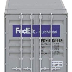 Walthers SceneMaster HO Scale Model of FedEx MultiModal (Gray, Purple) 53' Singamas Corrugated Side Container,949-8504