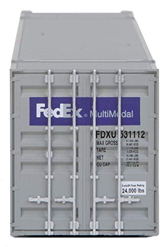 Walthers SceneMaster HO Scale Model of FedEx MultiModal (Gray, Purple) 53' Singamas Corrugated Side Container,949-8504