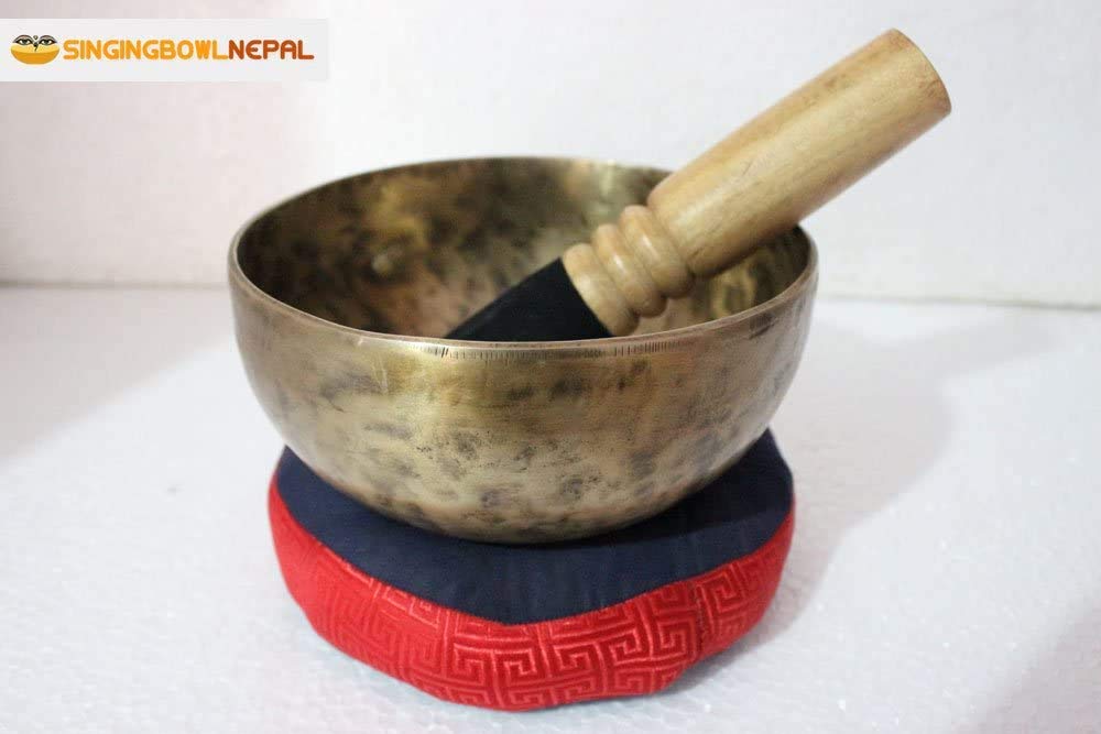 Solar Plexus Chakra E Note Auntic Hand Hammered Tibetan Meditation Singing Bowl 7 Inches - Yoga Old Bowl By Singing Nepal