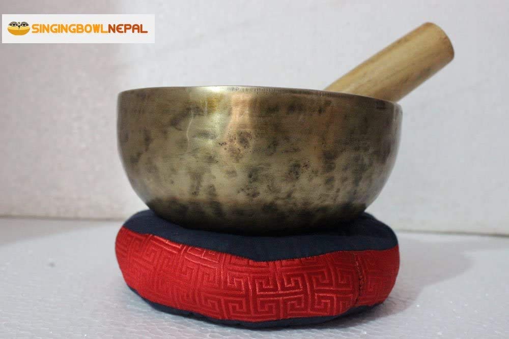 Solar Plexus Chakra E Note Auntic Hand Hammered Tibetan Meditation Singing Bowl 7 Inches - Yoga Old Bowl By Singing Nepal