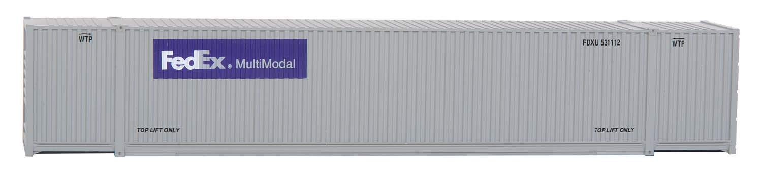 Walthers SceneMaster HO Scale Model of FedEx MultiModal (Gray, Purple) 53' Singamas Corrugated Side Container,949-8504