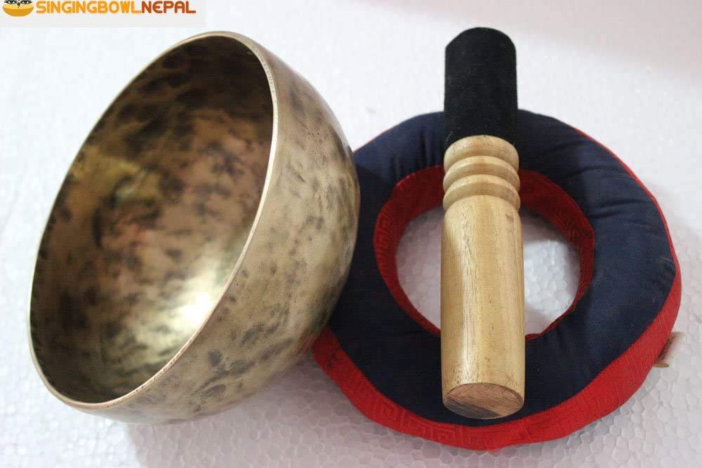 Solar Plexus Chakra E Note Auntic Hand Hammered Tibetan Meditation Singing Bowl 7 Inches - Yoga Old Bowl By Singing Nepal