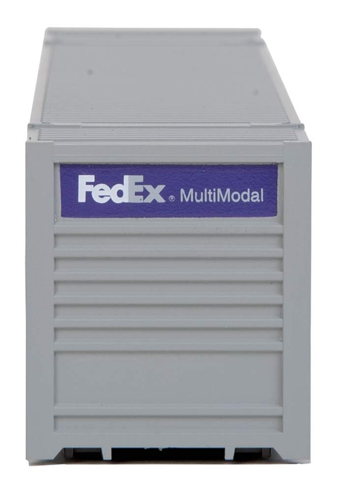 Walthers SceneMaster HO Scale Model of FedEx MultiModal (Gray, Purple) 53' Singamas Corrugated Side Container,949-8504