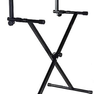 MIYAKO Double Piano Stand with Adjustable Height and Locking Straps constructed with High Strength Steel for Durability - Ideal for Two a Keyboard Stand (D-11)