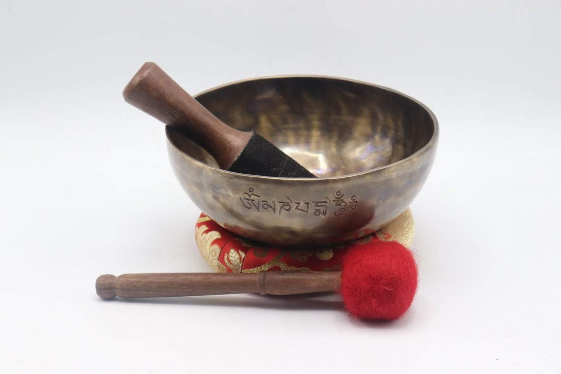 Singing Bowl Nepal-8 inch Full Moon Singing Bowl - Tibetan Spiritual Himalayan Healing Singing Bowls - Meditation, Therapy, Chakra Healing - Made in Nepal