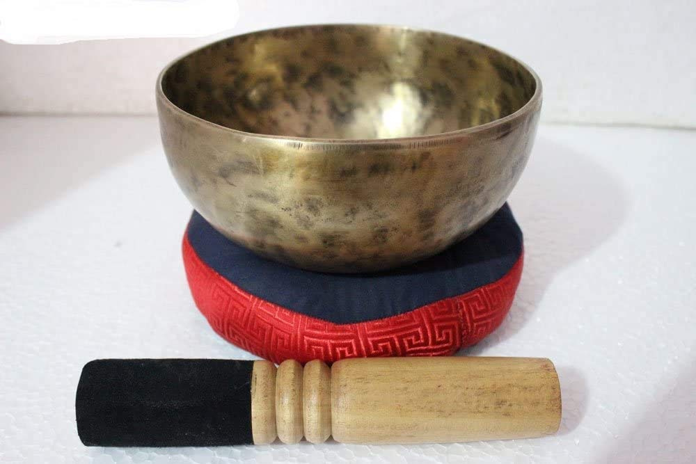 Solar Plexus Chakra E Note Auntic Hand Hammered Tibetan Meditation Singing Bowl 7 Inches - Yoga Old Bowl By Singing Nepal