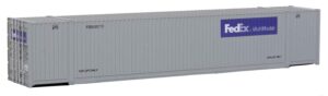 walthers scenemaster ho scale model of fedex multimodal (gray, purple) 53' singamas corrugated side container,949-8504